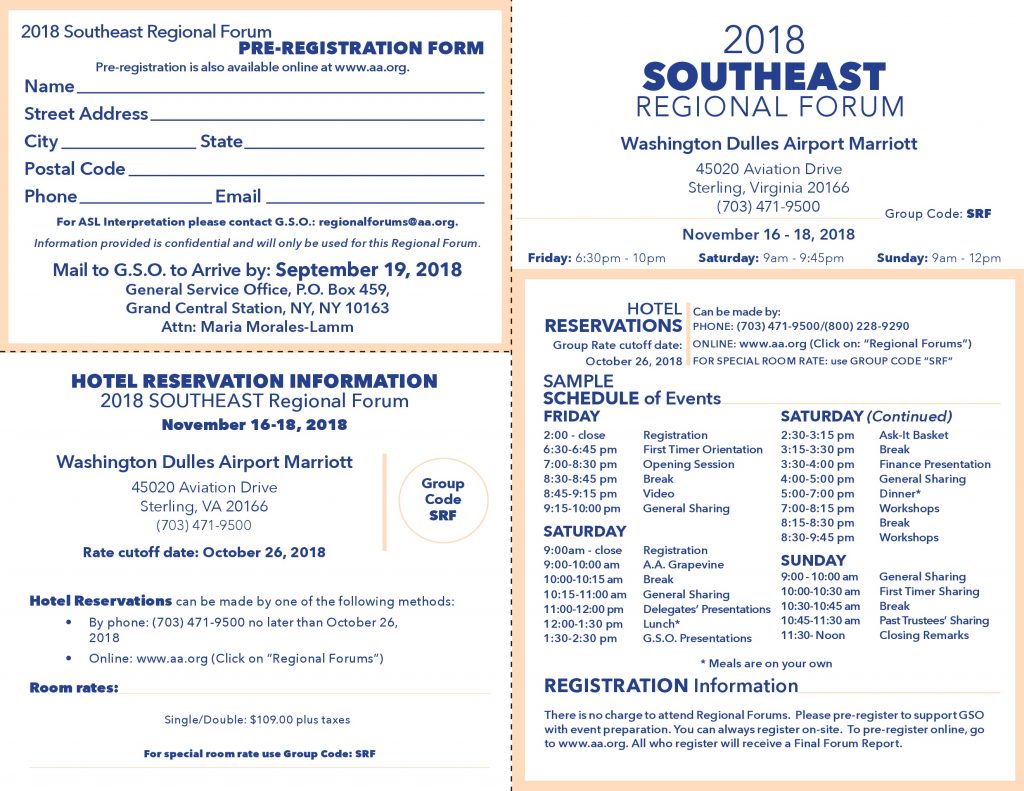 Southeast Regional Forum – District 52 of Alcoholics Anonymous in North ...